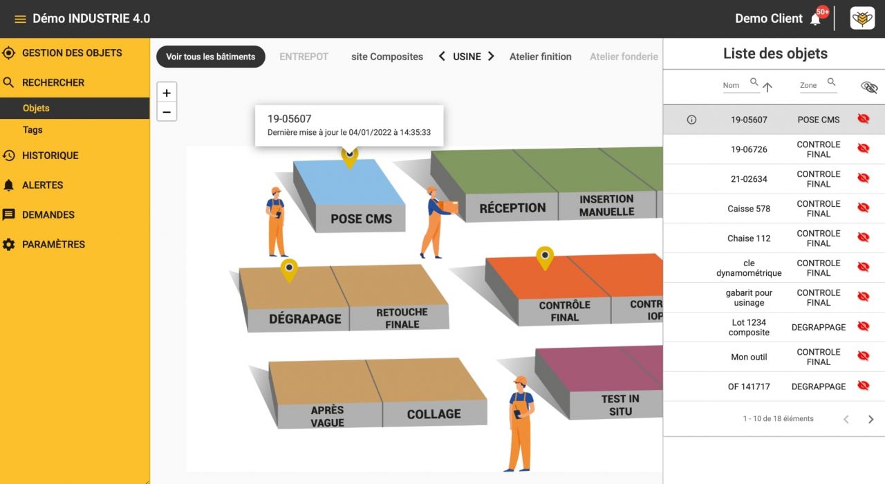 Fonctionnalités | Sigscan, géolocalisation indoor pour l'industrie